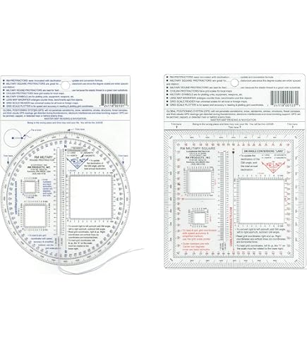 Military Protractor For Land Navigation Round Military Coordinate Scale ...
