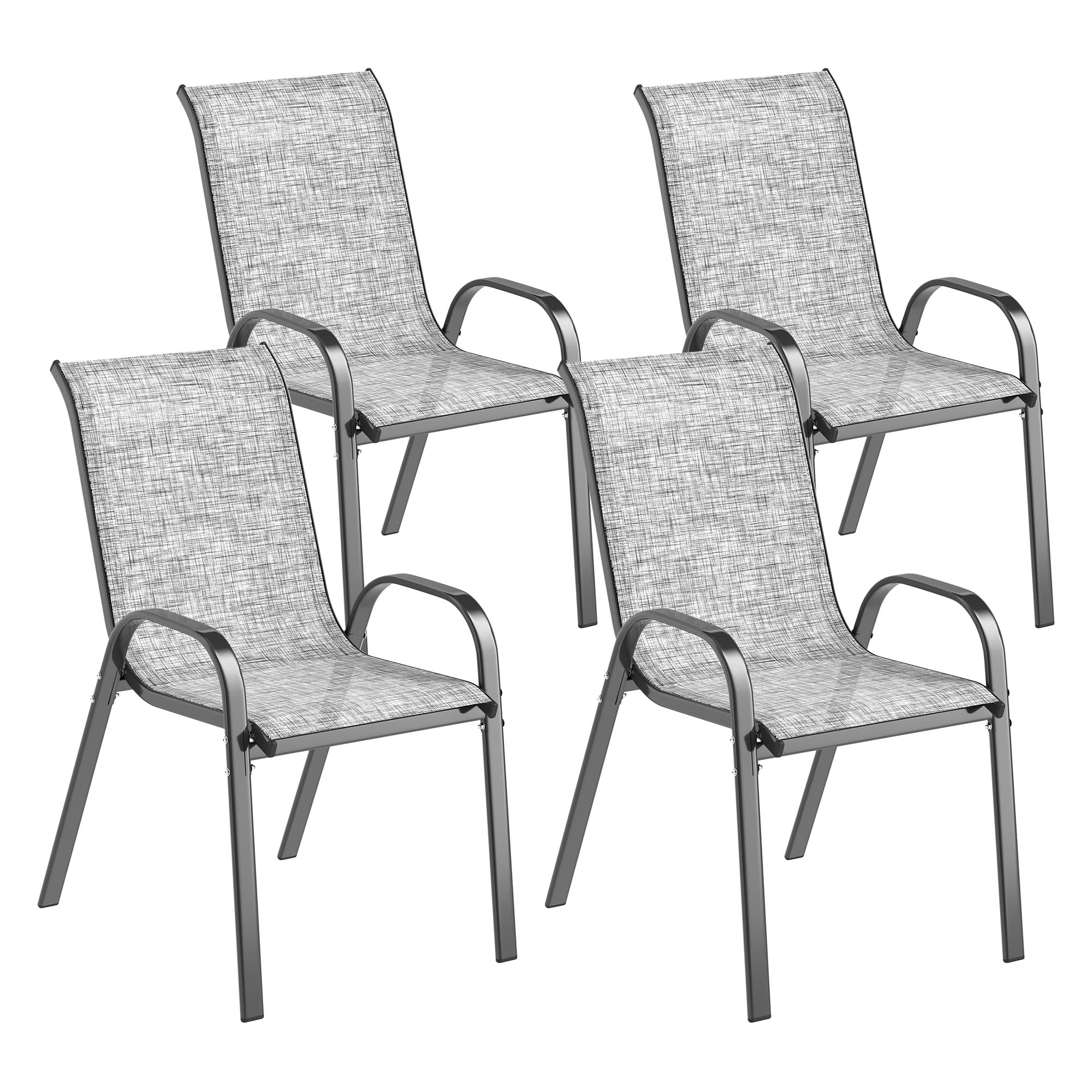 Outsunny Outdoor Dining Chairs Set of 4, Stackable Patio Dining Chairs ...