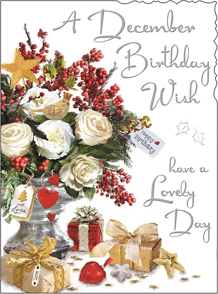 Jonny Javelin December Birthday Card (JJ-XVC131) - Vase of Flowers ...