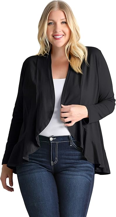 Plus Size Black Cardigan Sweaters for Women Lightweight Cardigan (Size ...