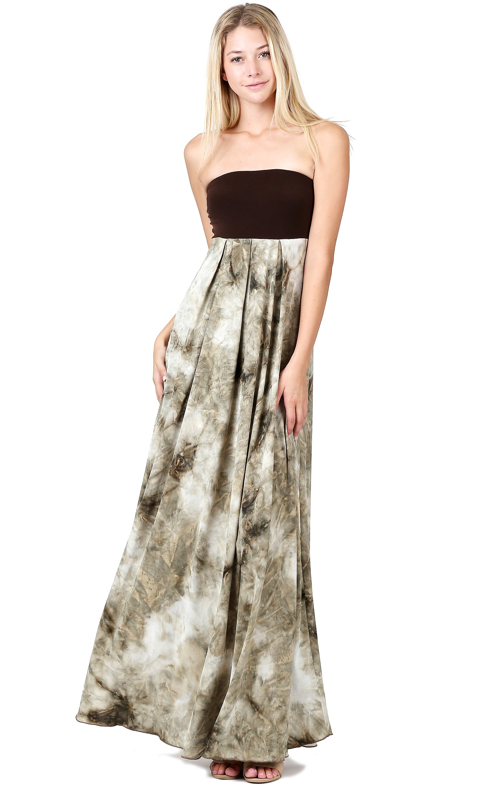 EVANESE Women's Elegant Cocktail Strapless Tube Tie dye Print Maxi Long ...