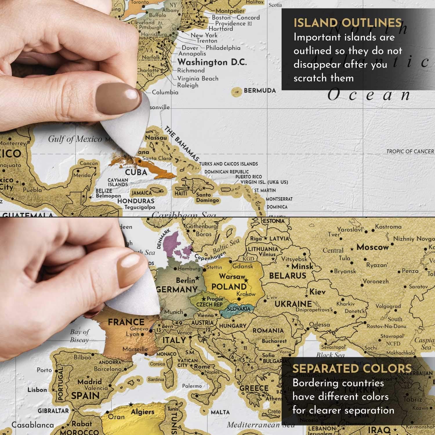 XL Scratch Off Map of the World – Deluxe Extra Large Scratch-Off ...