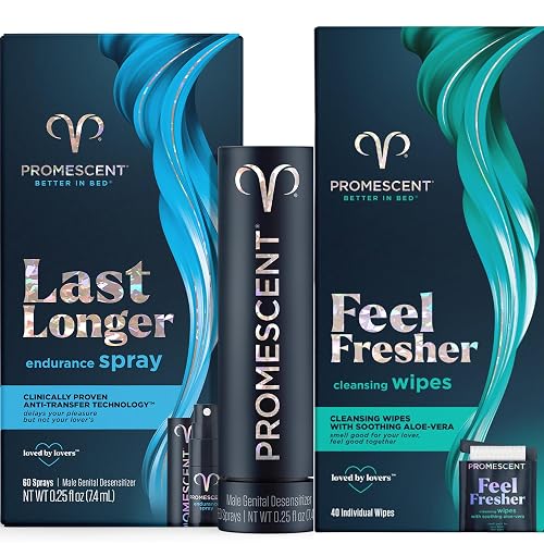 Promescent Desensitizing Delay Spray for Men (7.4ml) + Flushable Wipes ...