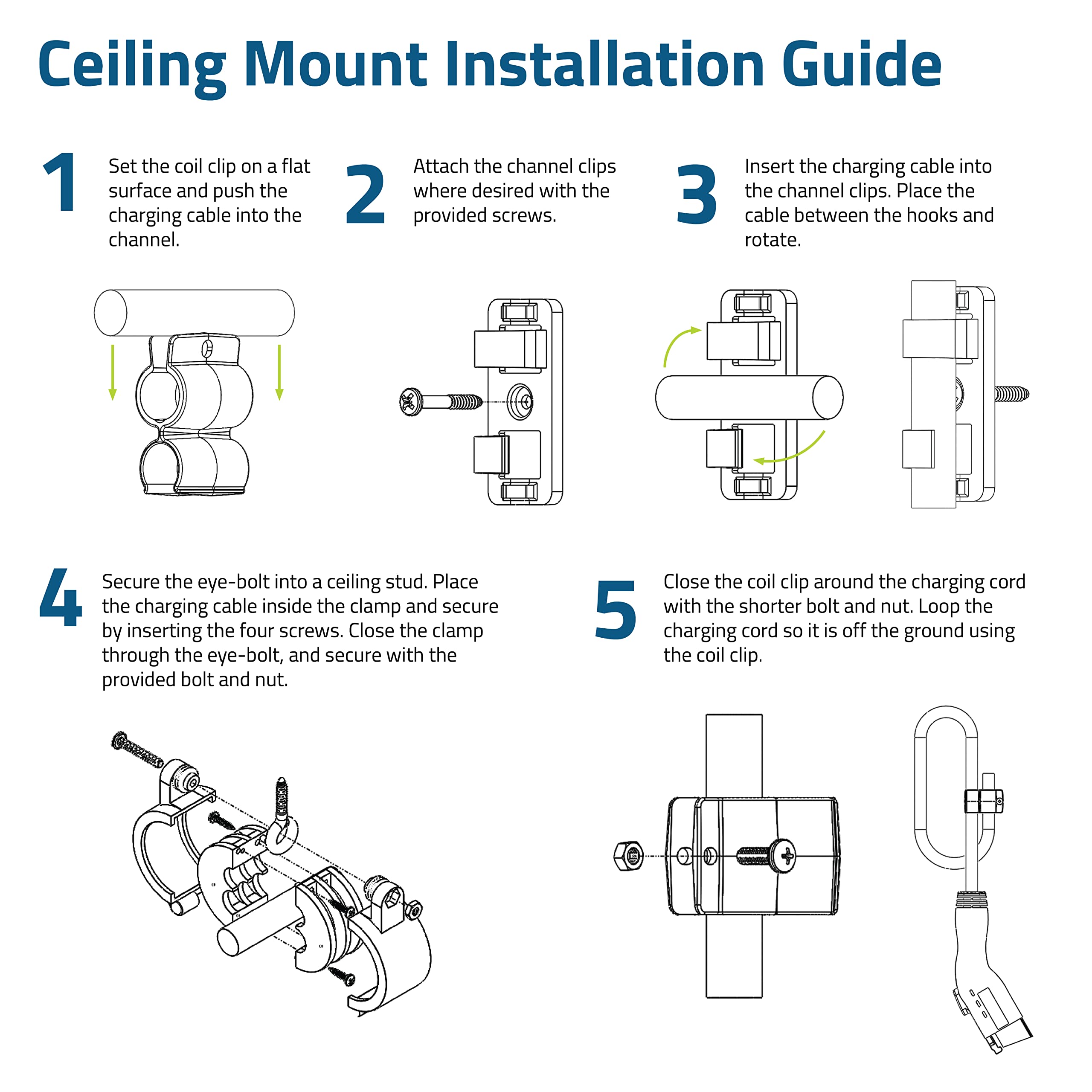 Mua EVoCharge EV Charging Cable Management Kit, Ceiling and Wall Mount ...