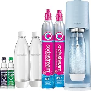 Amazon.com: SodaStream Terra Sparkling Water Maker Bundle (Misty Blue), with CO2, DWS Bottles ...