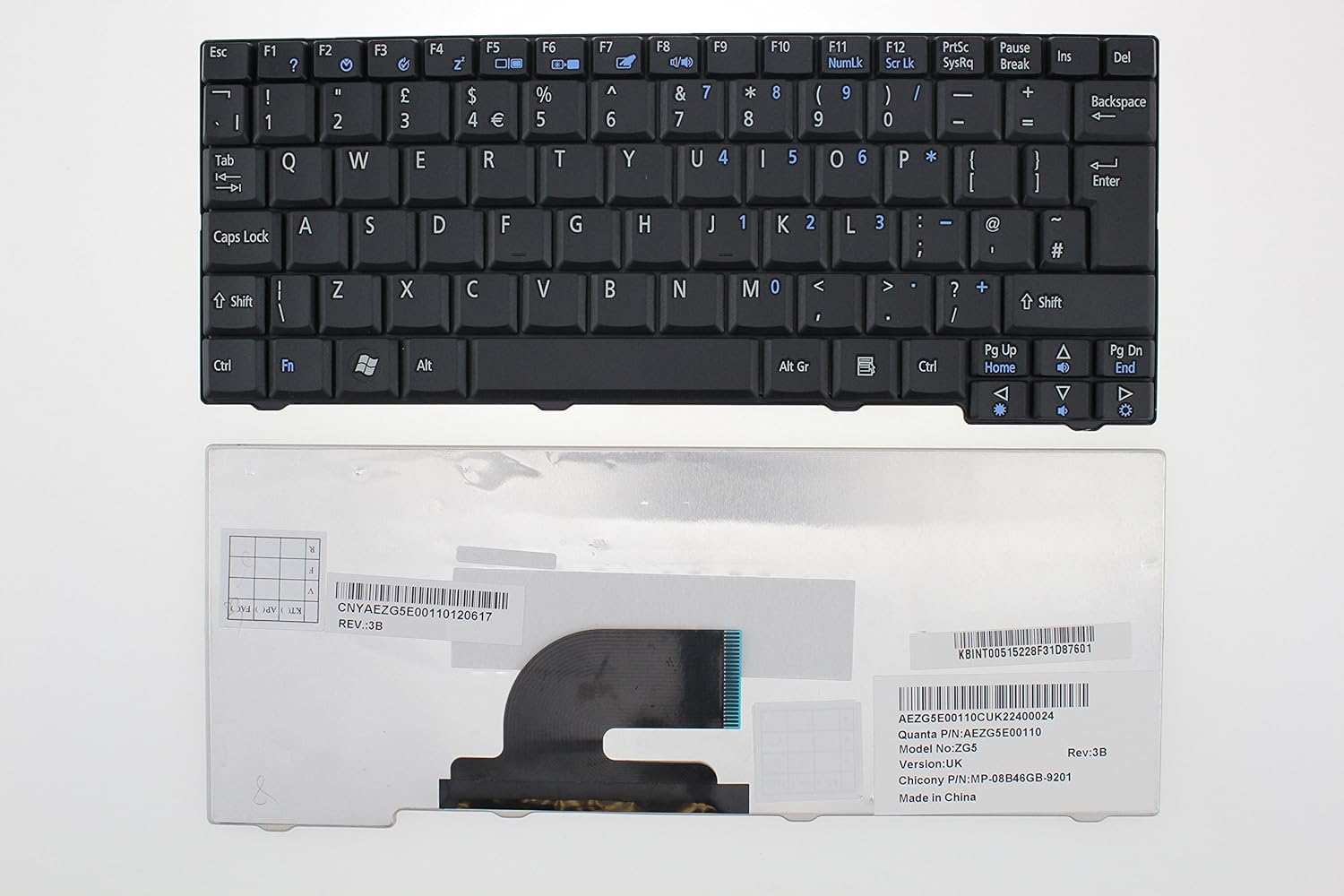 NEW ACER ASPIRE ONE 531H A110 A150 D150 D250 P531 ZG5 KEYBOARD UK ...