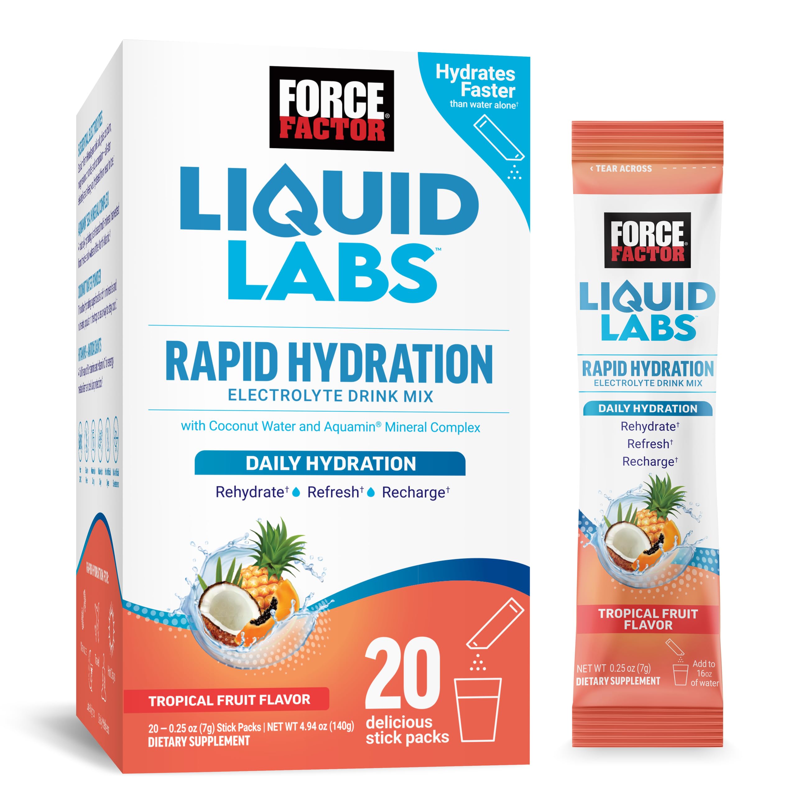 Mua Force Factor Liquid Labs Electrolytes Powder Packets—Tropical Fruit ...