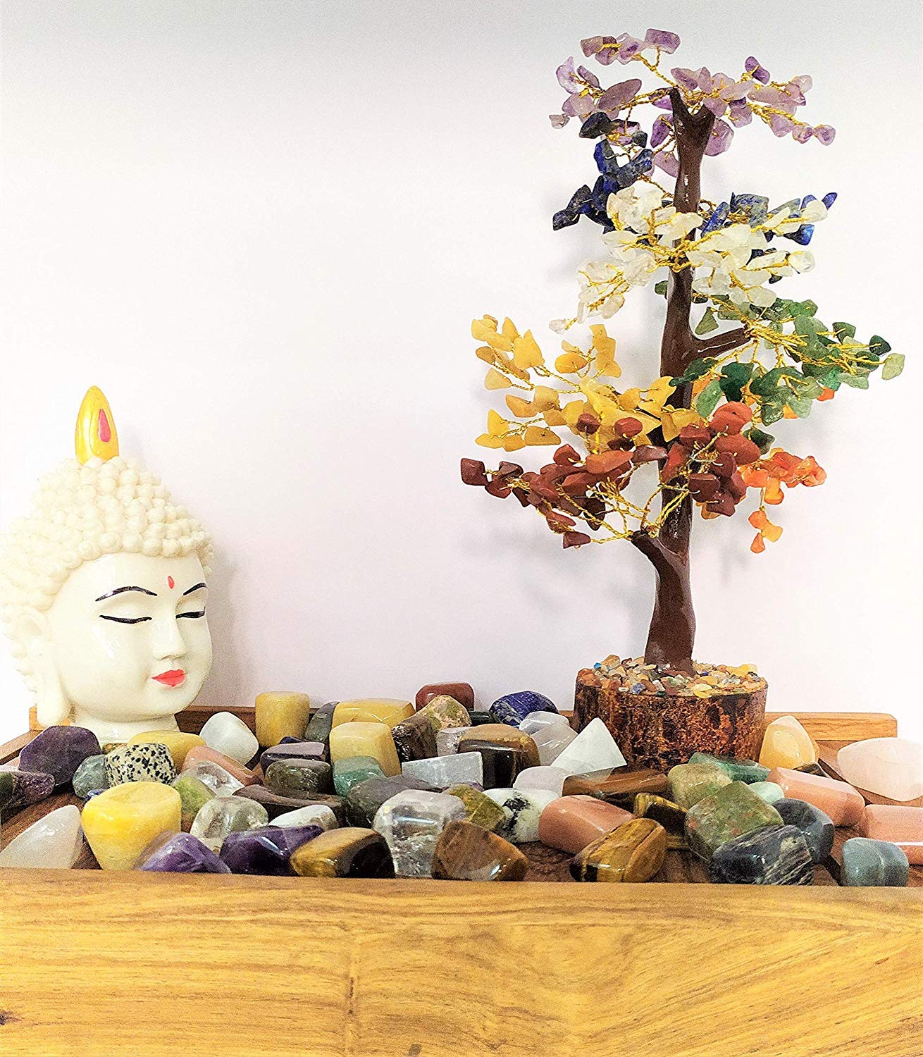 Crocon Seven Chakra Natural Healing Gemstone Crystal Bonsai Fortune ...