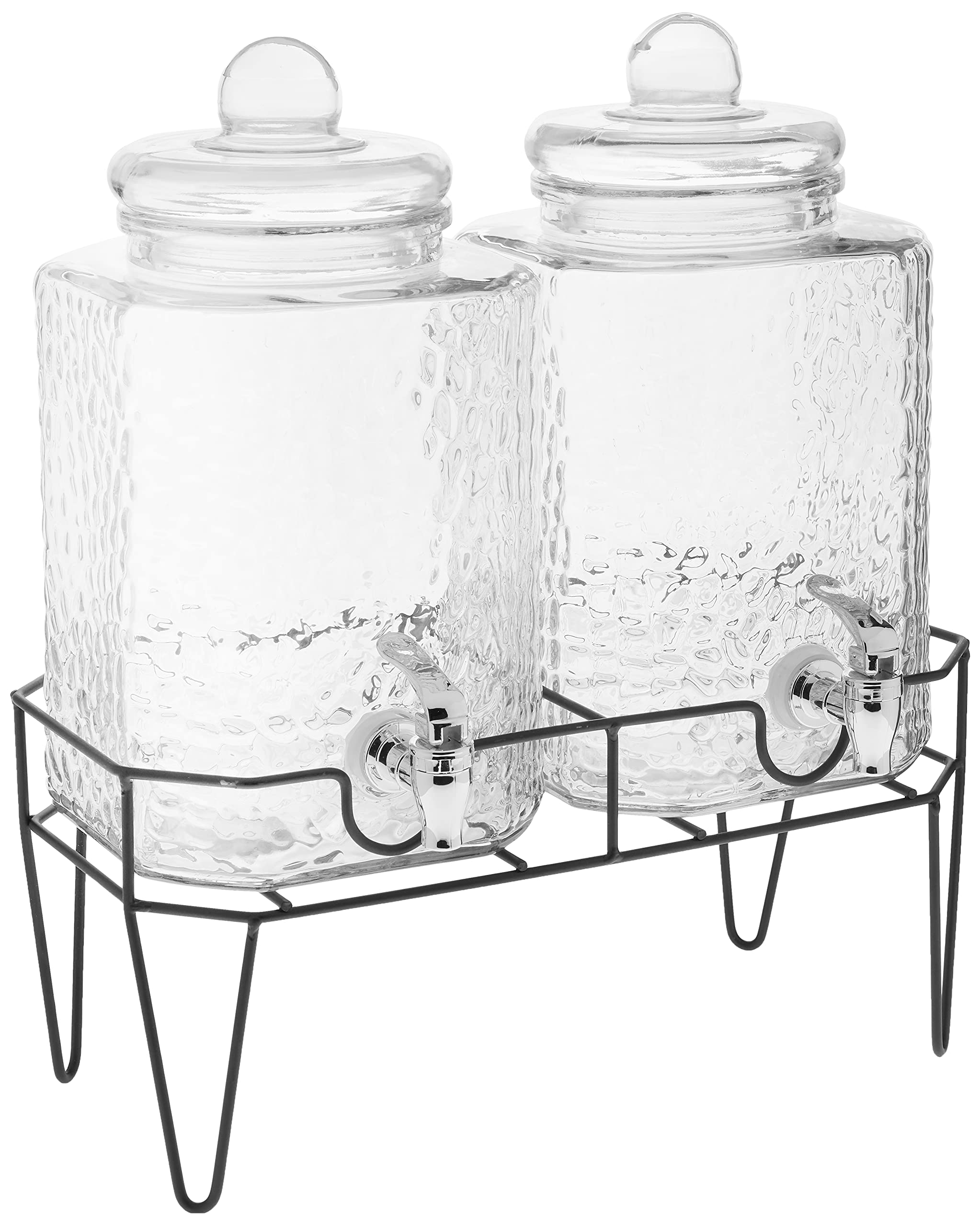 Style Setter Glass Beverage Dispenser with Stand (Set of 2), 1.5 Gallon ...
