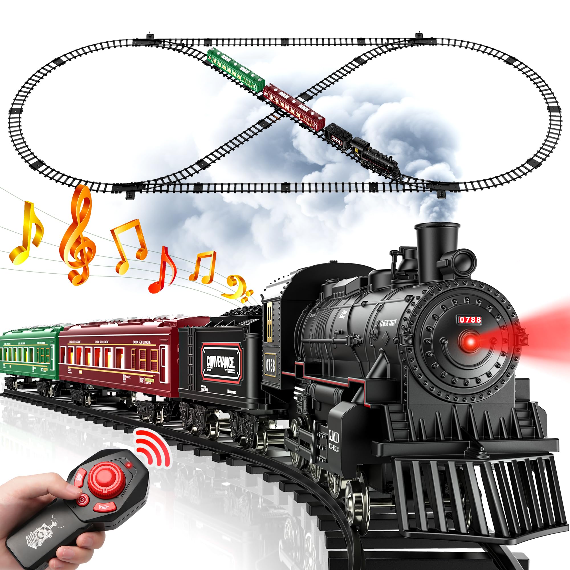 Mua Train Set, Remote Control Train Toys with Luxury Track & Glowing ...