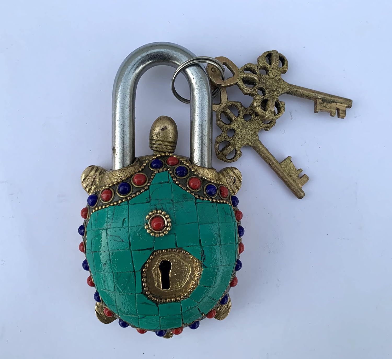 Brass Turtle Lock, Turtle Tortoise Shaped Lock and Key with Stone Work ...