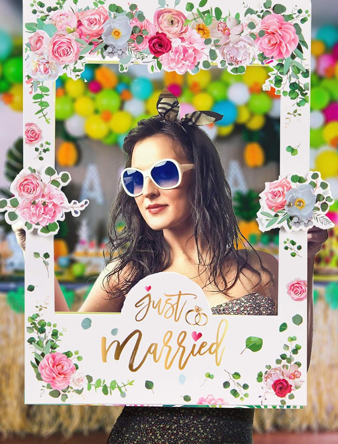 Joyplay Floral Wedding Selfie Frame Photobooth Prop Decoration,Rose ...