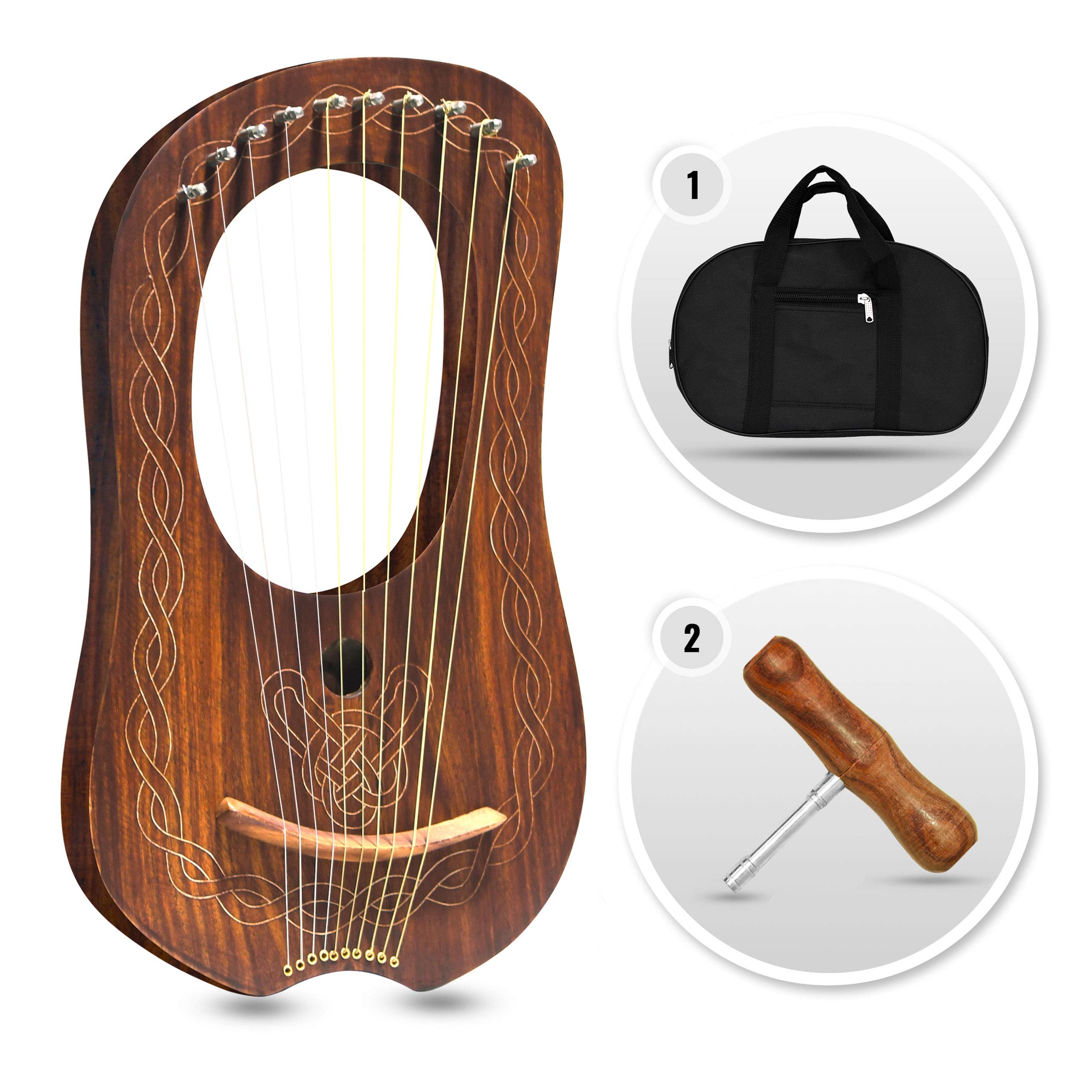 Mua 10 Metal Strings lyre harp Celtic piping Design Natrual finish ...