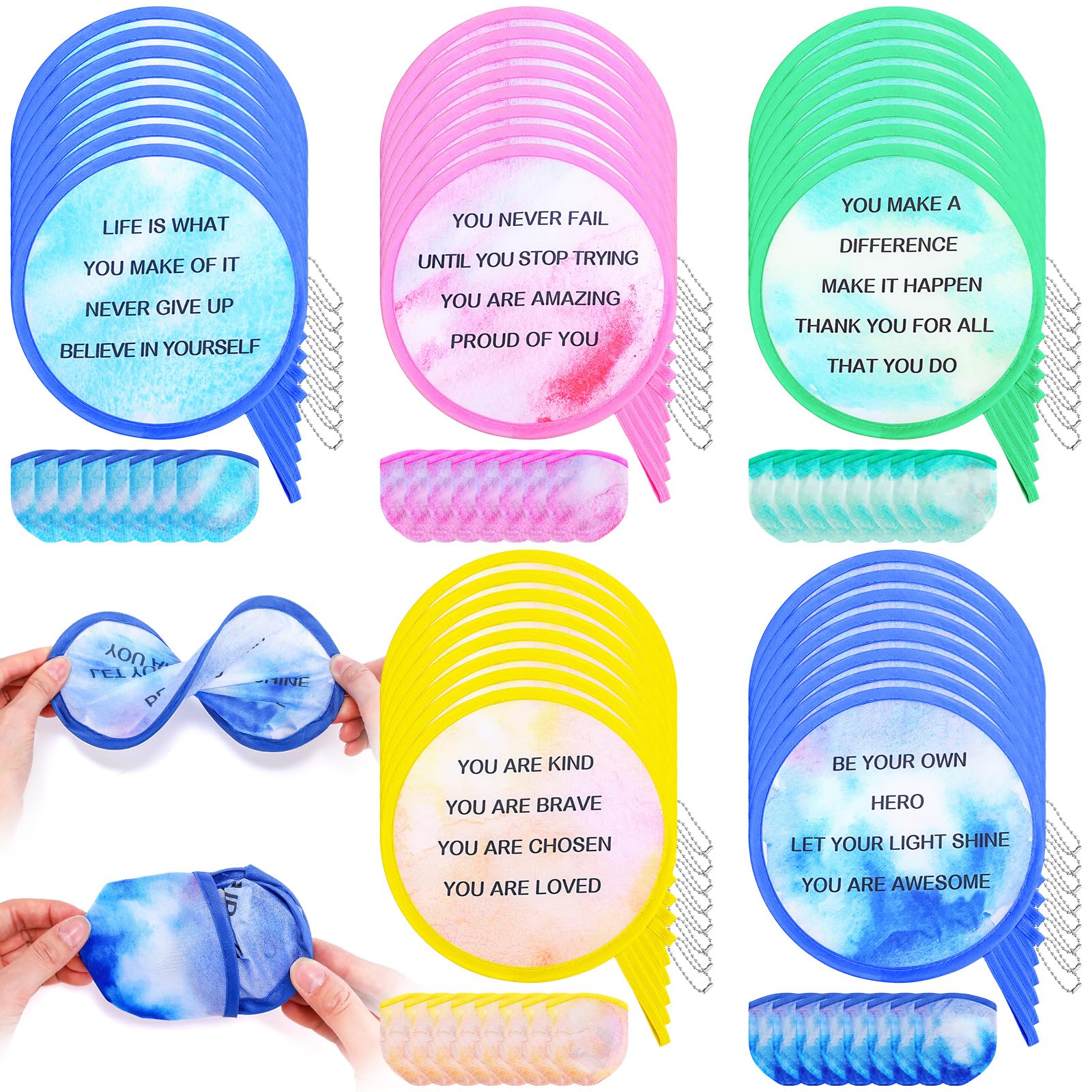 Colingmill 40 Pcs 5 Styles Inspirational Fans Bulk Handheld Foldable ...