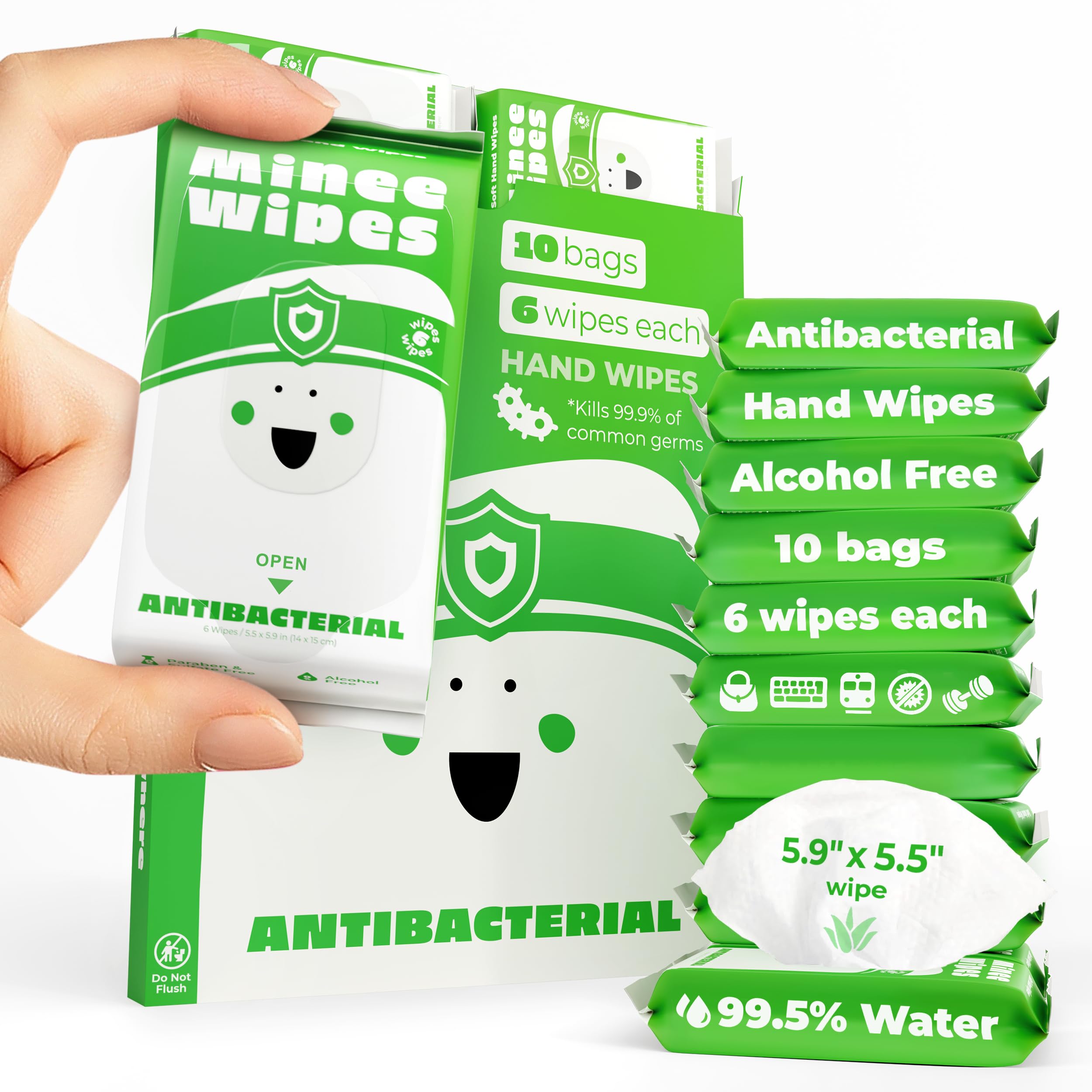 Impossibly Compact Travel Antibacterial Wipes Hand Sanitizer - 99.5% ...