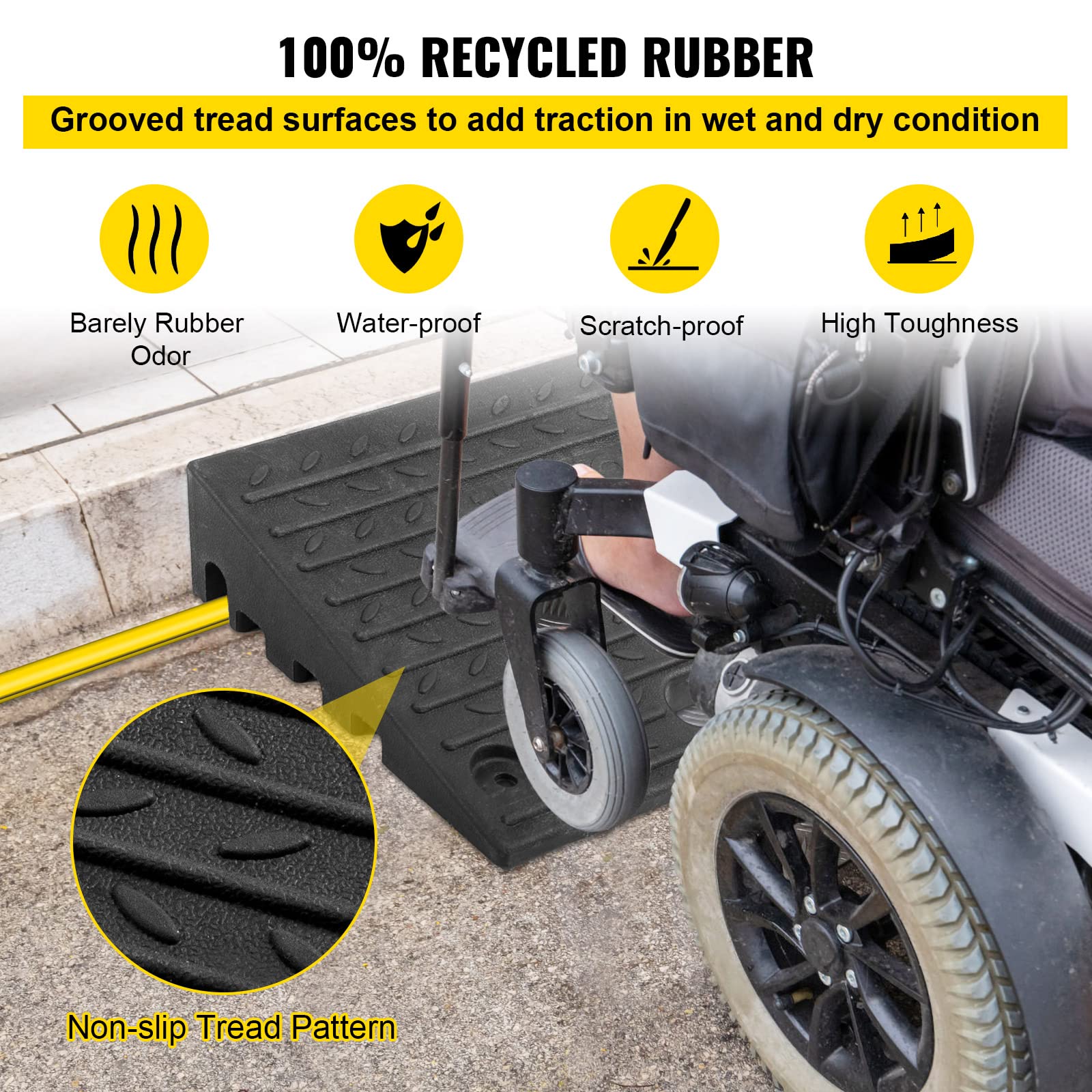 Mua VEVOR Rubber Curb Ramp 4" Rise 2 Pack, Connectable Sidewalk Curb ...