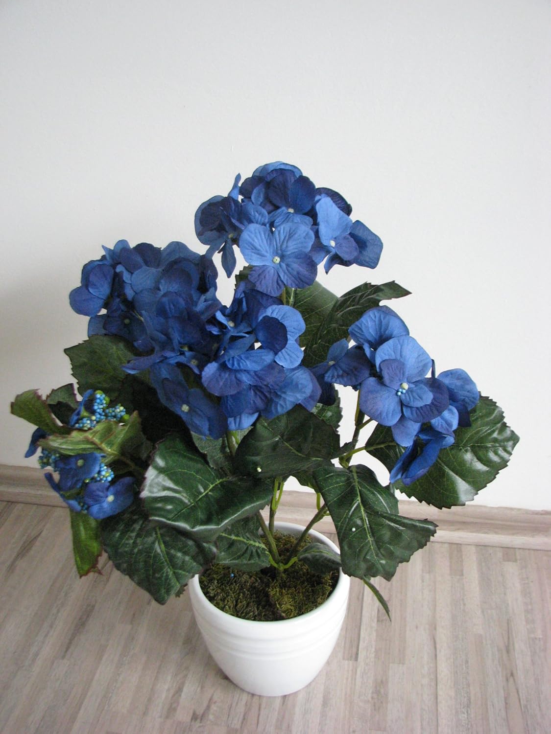 Ziegler Hortensie Seidenblume Kunstpflanze Dekopflanze blau 40 cm ...
