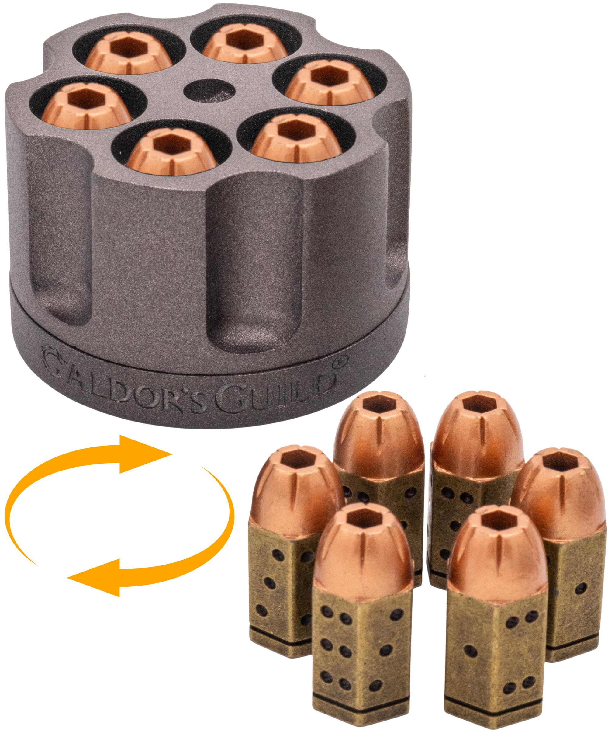 Full Metal Bullet Dice & Revolver Cylinder Holder | 6 D6 Roleplaying ...