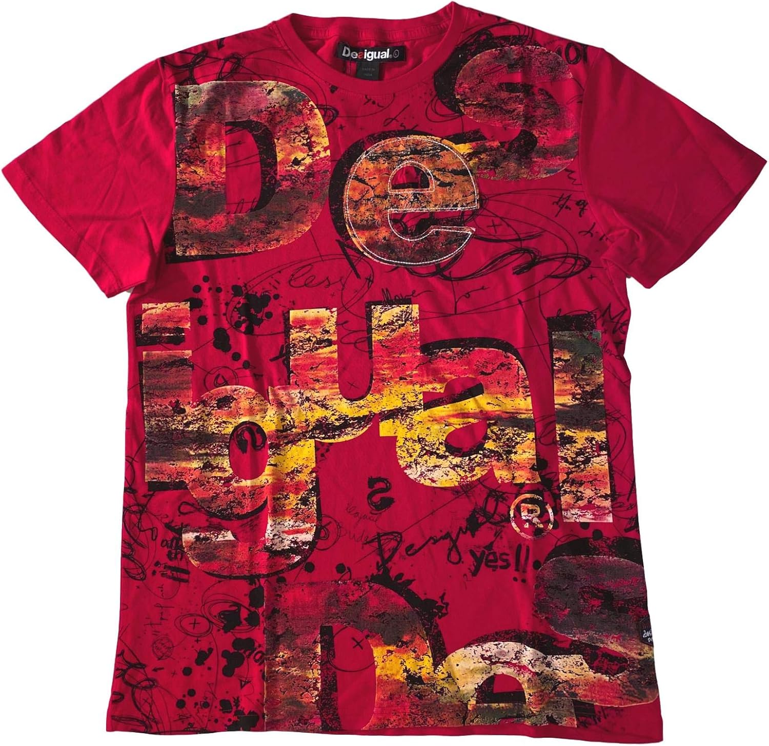 Amazon.com: Desigual Men's Template RED Graphic Embroidered Applique S ...