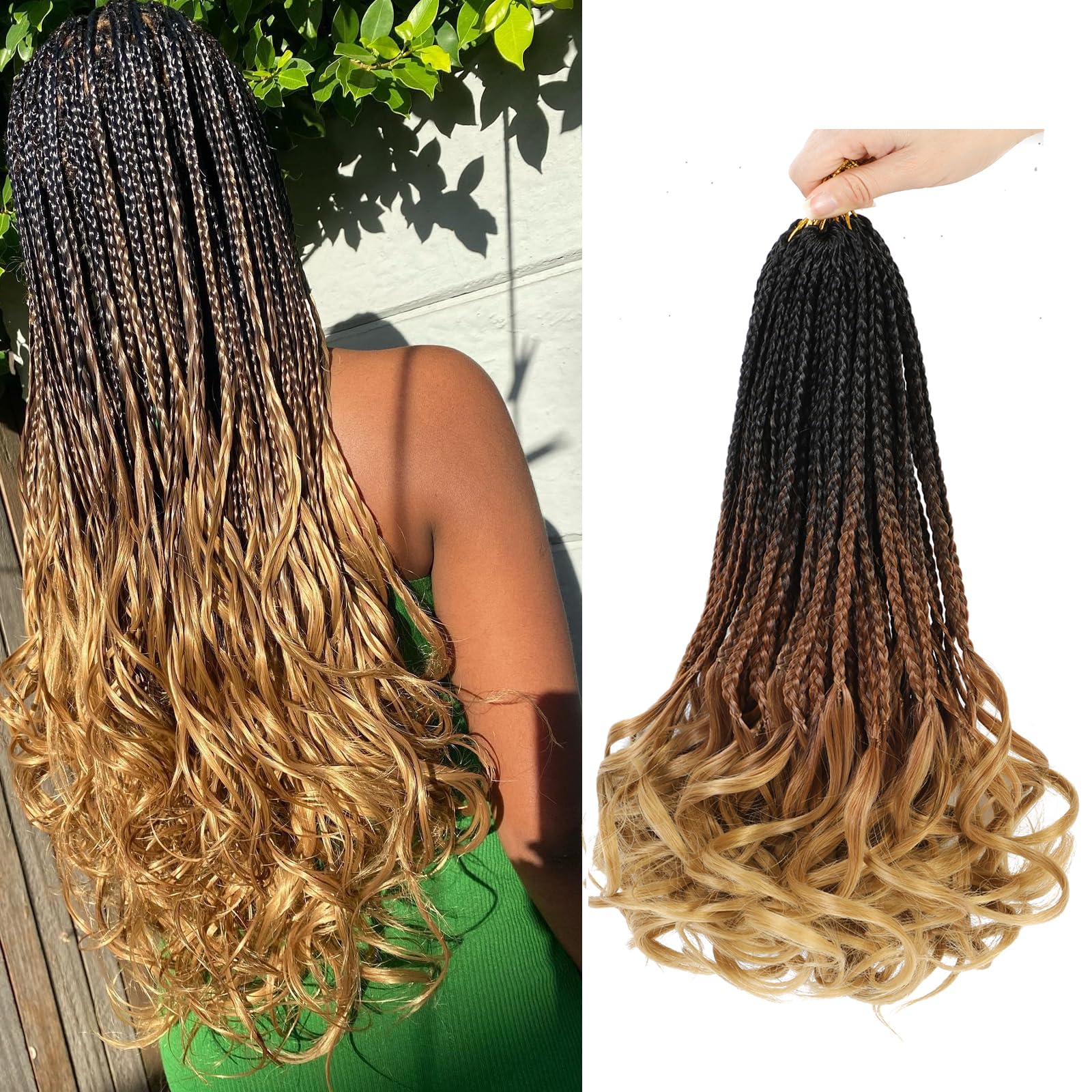 French Curl Crochet Braids 12 Inch Goddess Box Braids Crochet Hair Pre ...
