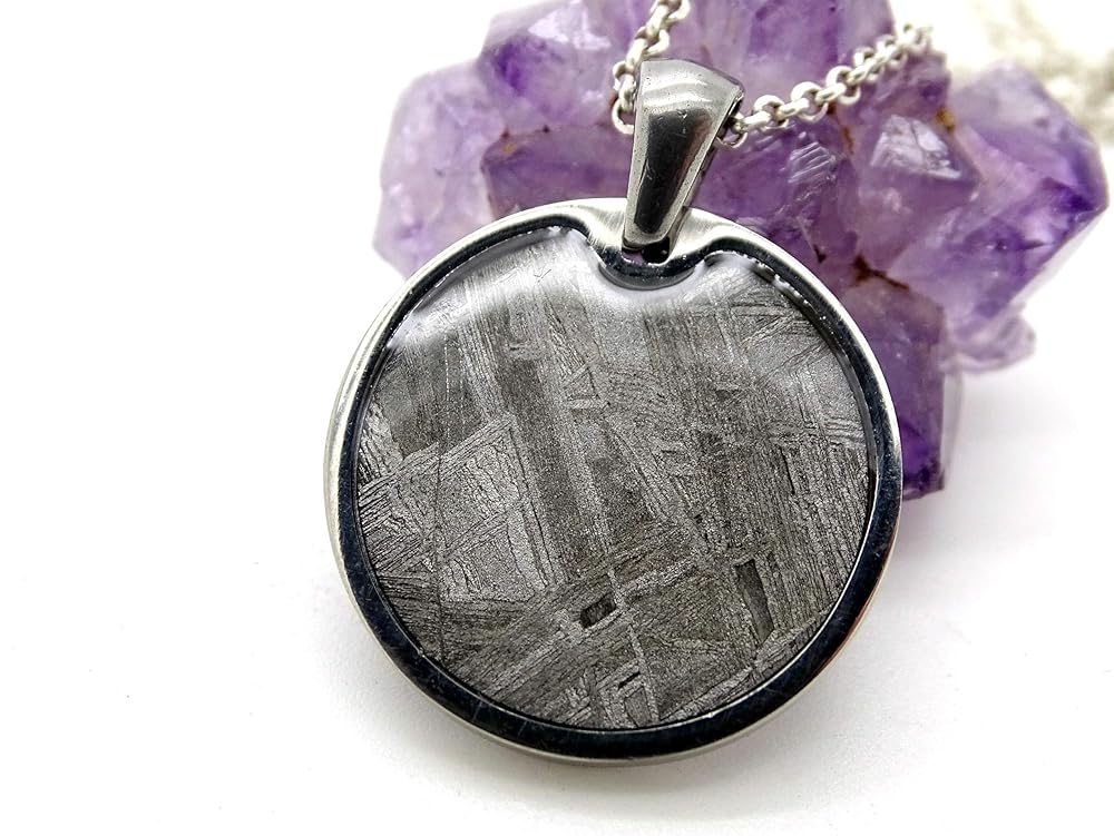 Amazon.com: round meteorite pendant, mens meteorite pendant, celestial ...