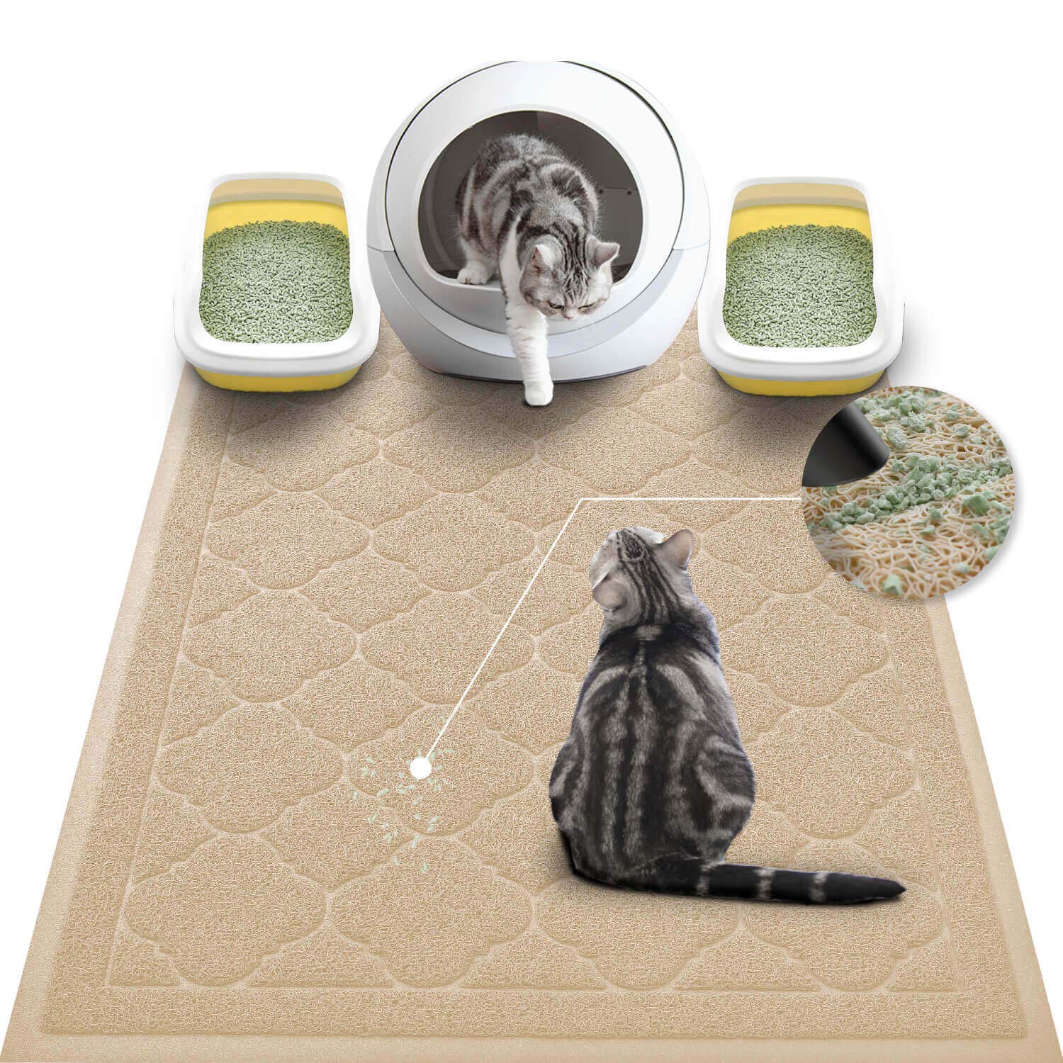 WePet Cat Litter Box Mat, Kitty Premium PVC Pad, Durable Trapping Rug ...
