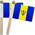 Amazon.com : TSMD Barbados Stick Flag Barbadian Small Mini Hand Held ...