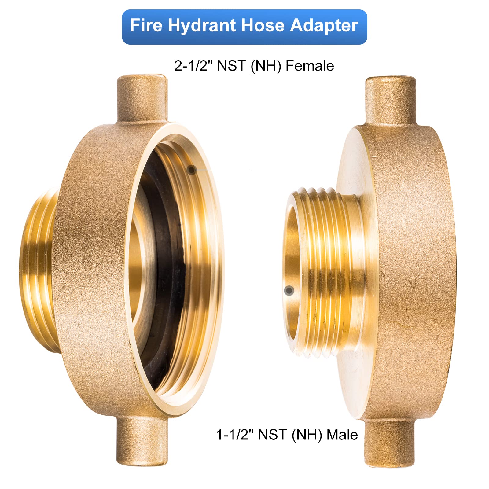 Hydrant Adapter 2-1/2\" NST (NH) Female X 3/4\" GHT Male Fire Fire ...