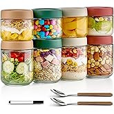 Amazon.com: ZIJUND Overnight Oats Containers with Lid and Spoon, 16 oz & 10 oz Glass Mason ...