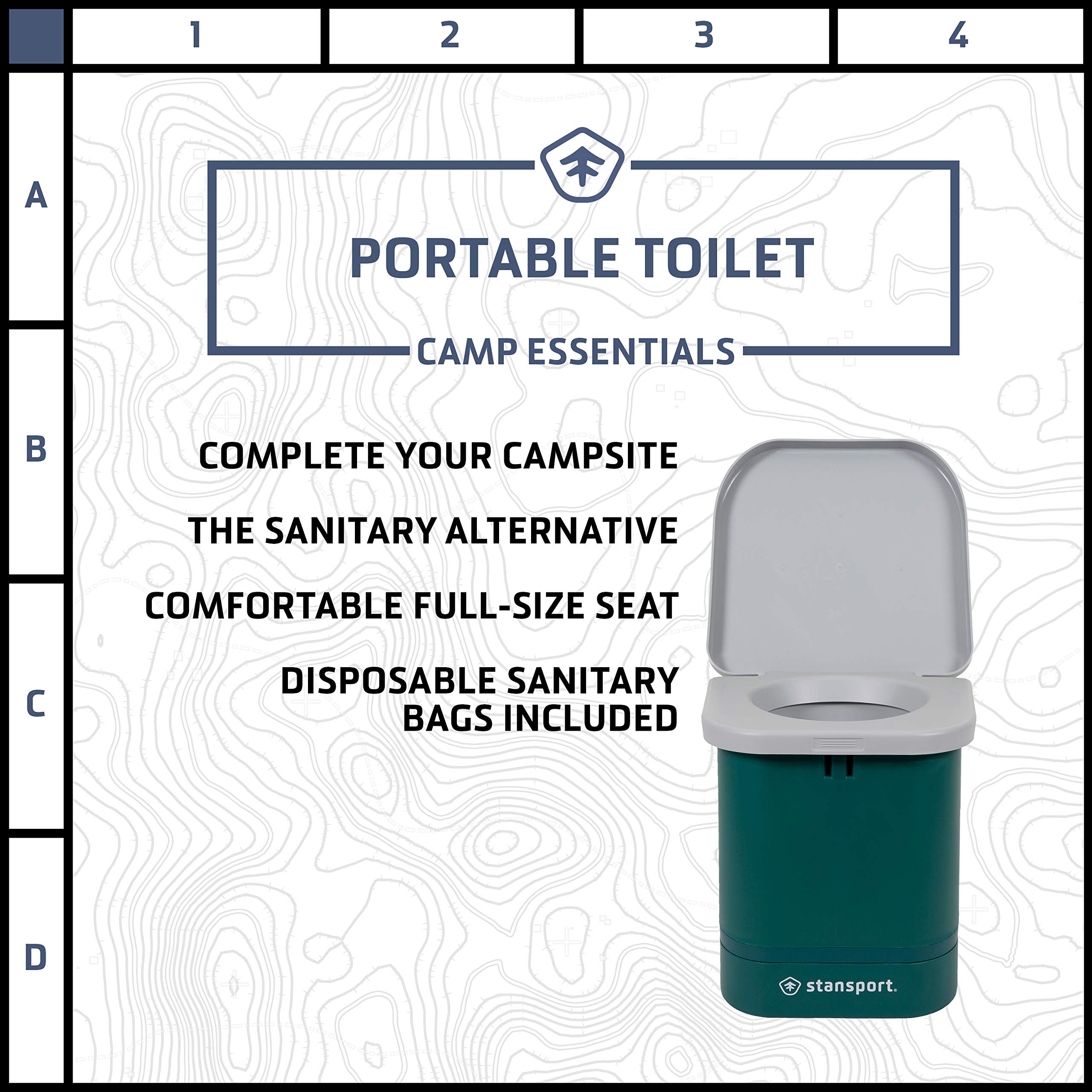 STANSPORT Portable Camp Toilet 14 x 14 x 14 in, Green