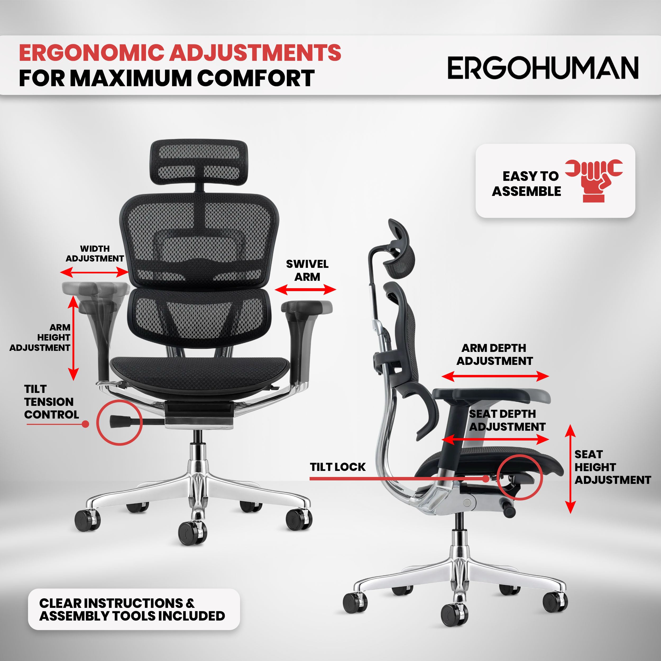 Ergohuman Eurotech ME7ERG GEN2 High Back Mesh Office, Computer, Or ...