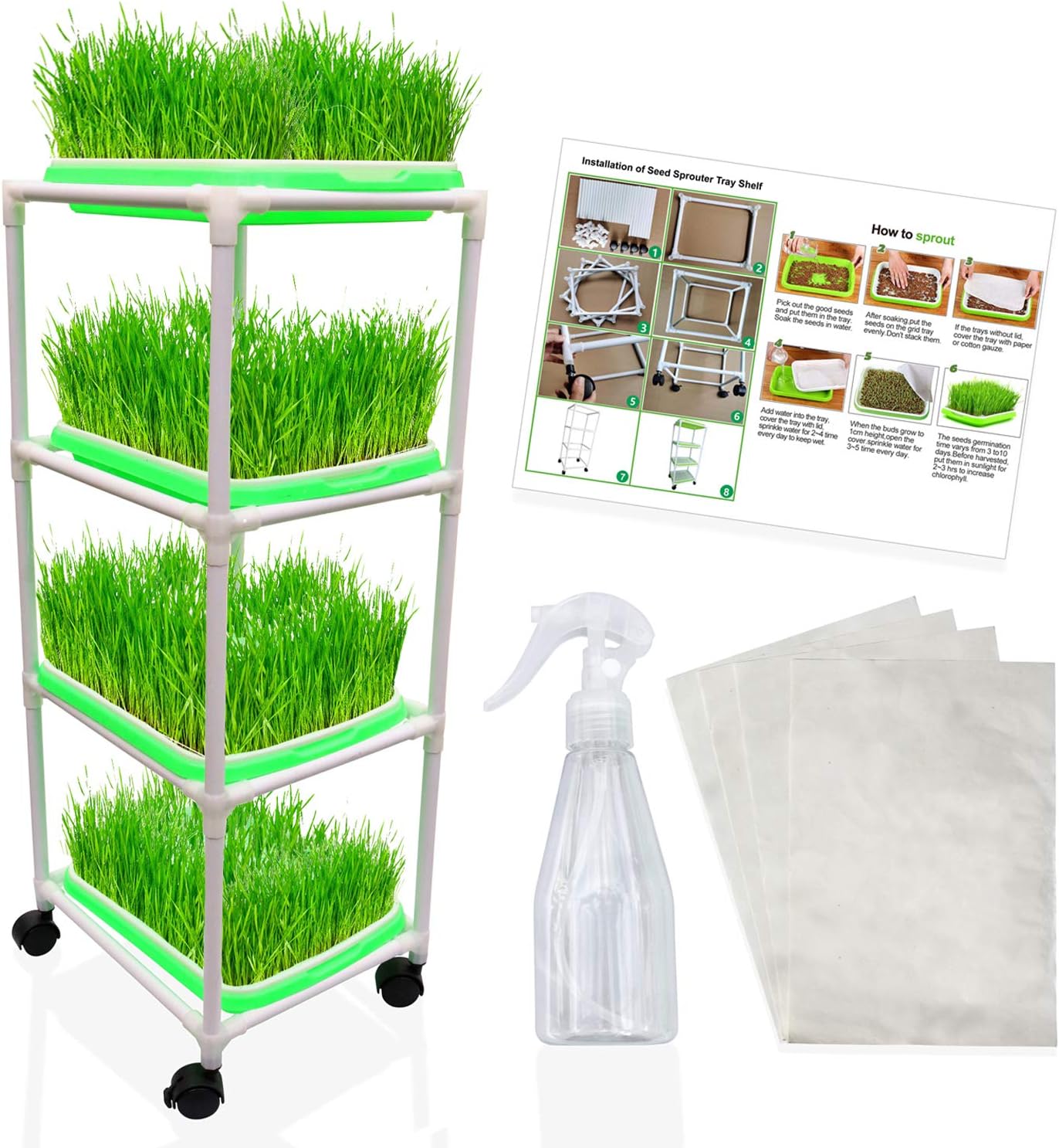 Amazon.com: Tefson Living Seed Sprouter Trays 4-Tier Stand Comes with 4 ...