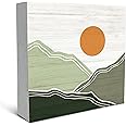 Amazon.com: SRADMO Abstract Boho Sun Green Mountains Wood Box Sign Desk ...