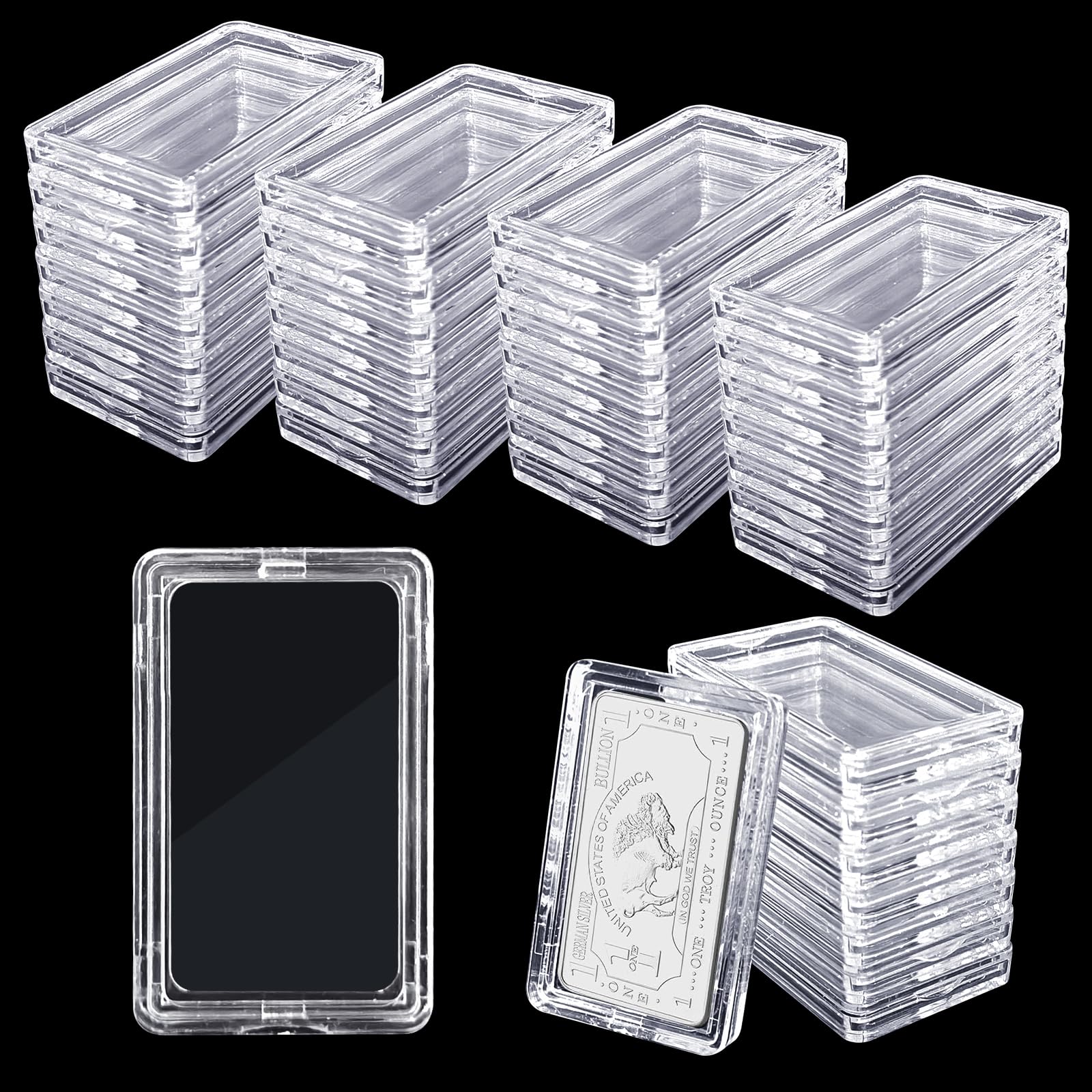 HESHUYU 45 Pcs Silver Bar Holder 1 oz Silver Bar Capsule Holders ...