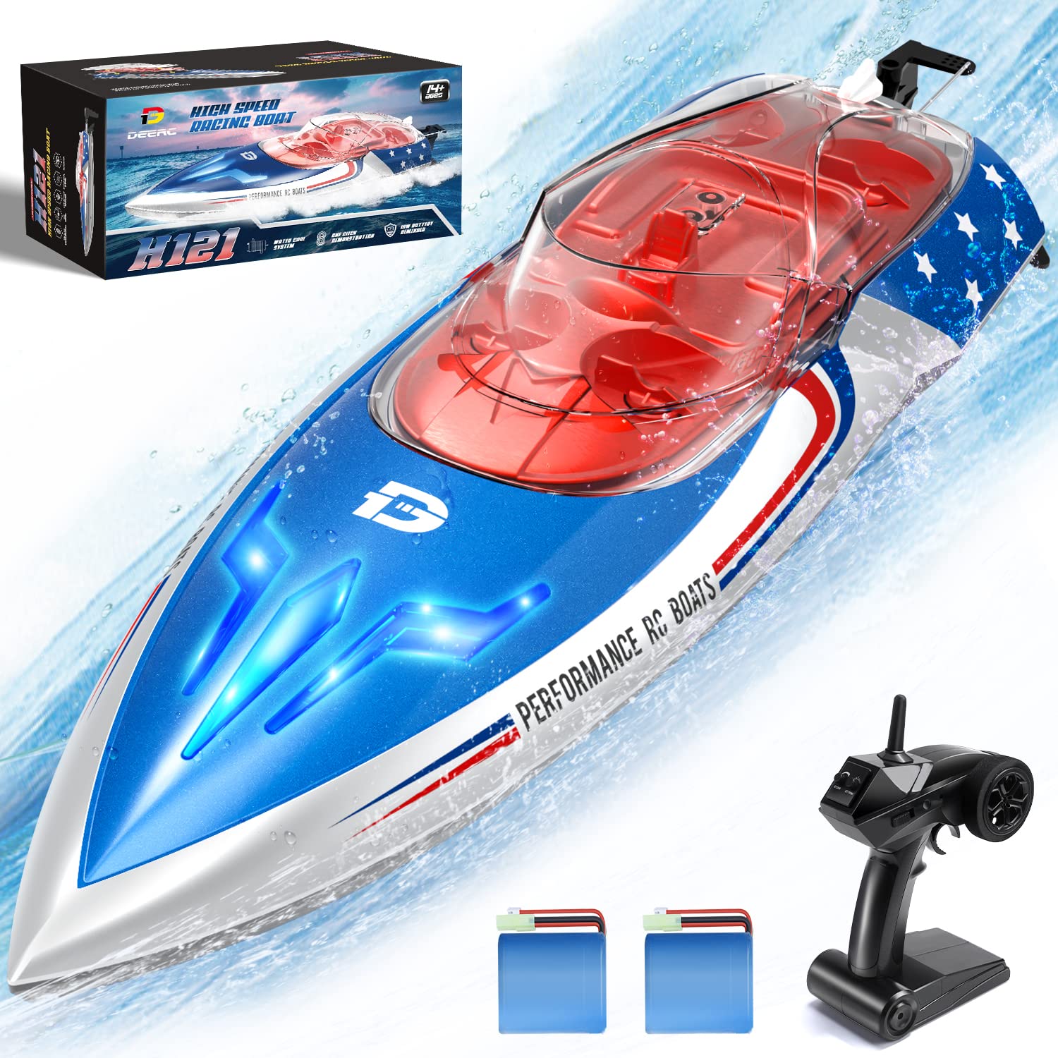 Mua DEERC High Speed RC Boats with LED Lights & 2 Batteries, 20+ mph ...
