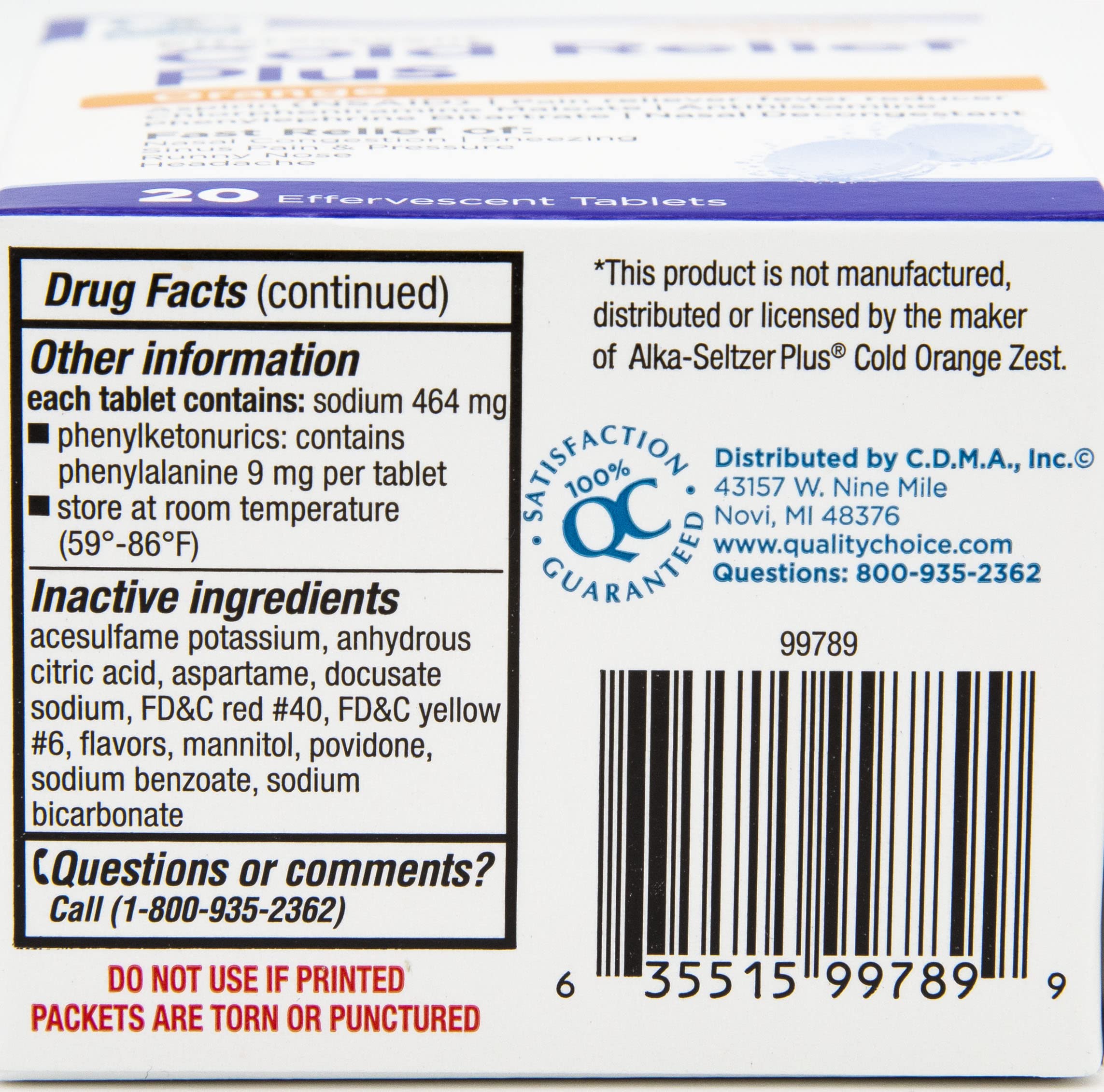 Mua Quality Choice Cold Medicine, Effervescent Cold Relief Plus Orange ...