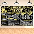 Amazon.com: DARUNAXY 50th Birthday Black Gold Party Decoration, Back in 1975 Banner 50 Year Old ...
