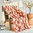 Amazon.com: Checkered Throw Blanket for Couch, Orange Checkerboard ...
