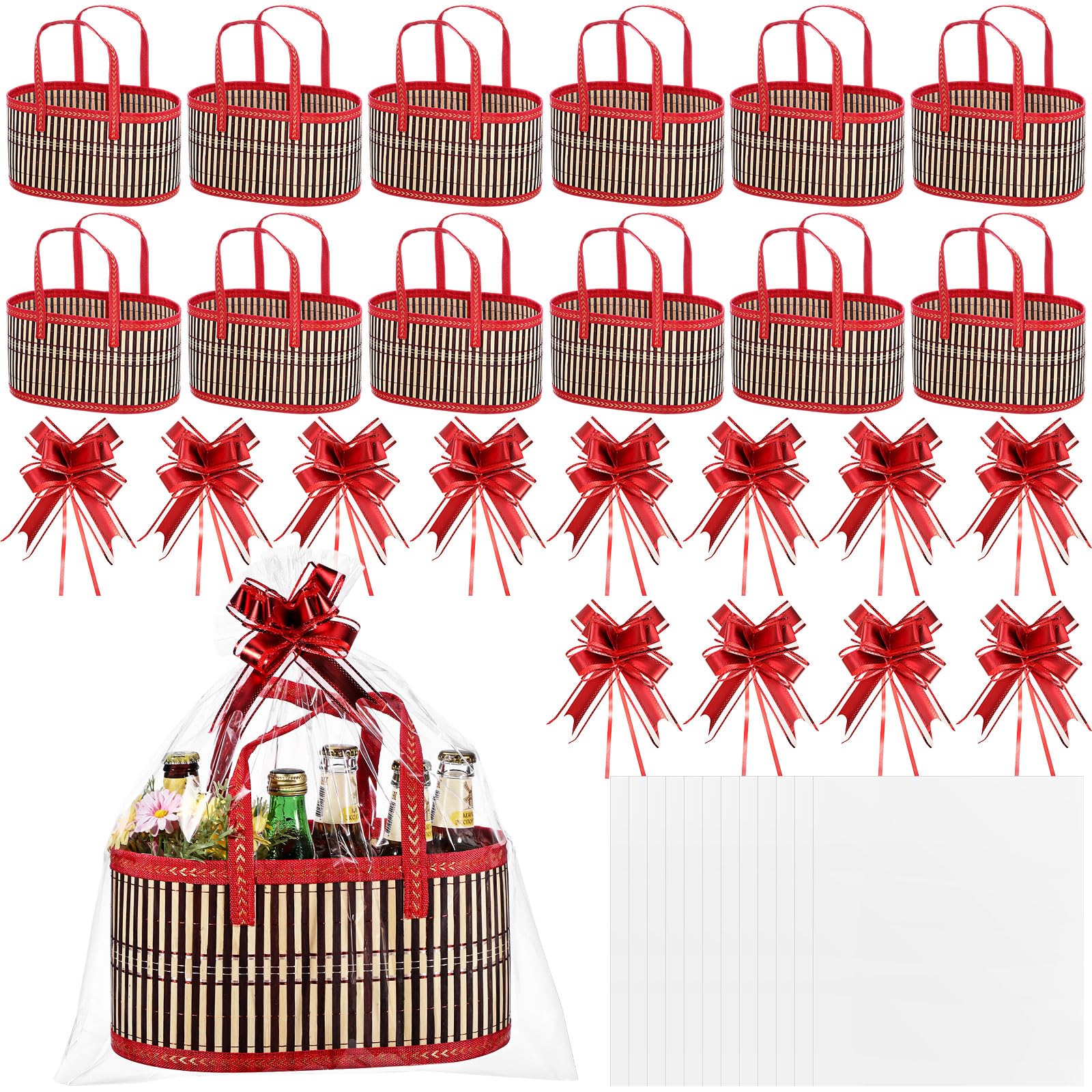 Reallnaive Bamboo Woven Baskets for Gifts Empty Christmas Foldable Gift ...