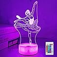 Lampeez Ballet Dancer Night Light, 3D Illusion Ballerina Bedside Lamp ...