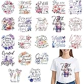 Amazon.com: Falueqg Dtf Transfers Ready to Press - 20Pcs Christian Floral Iron on Transfers ...