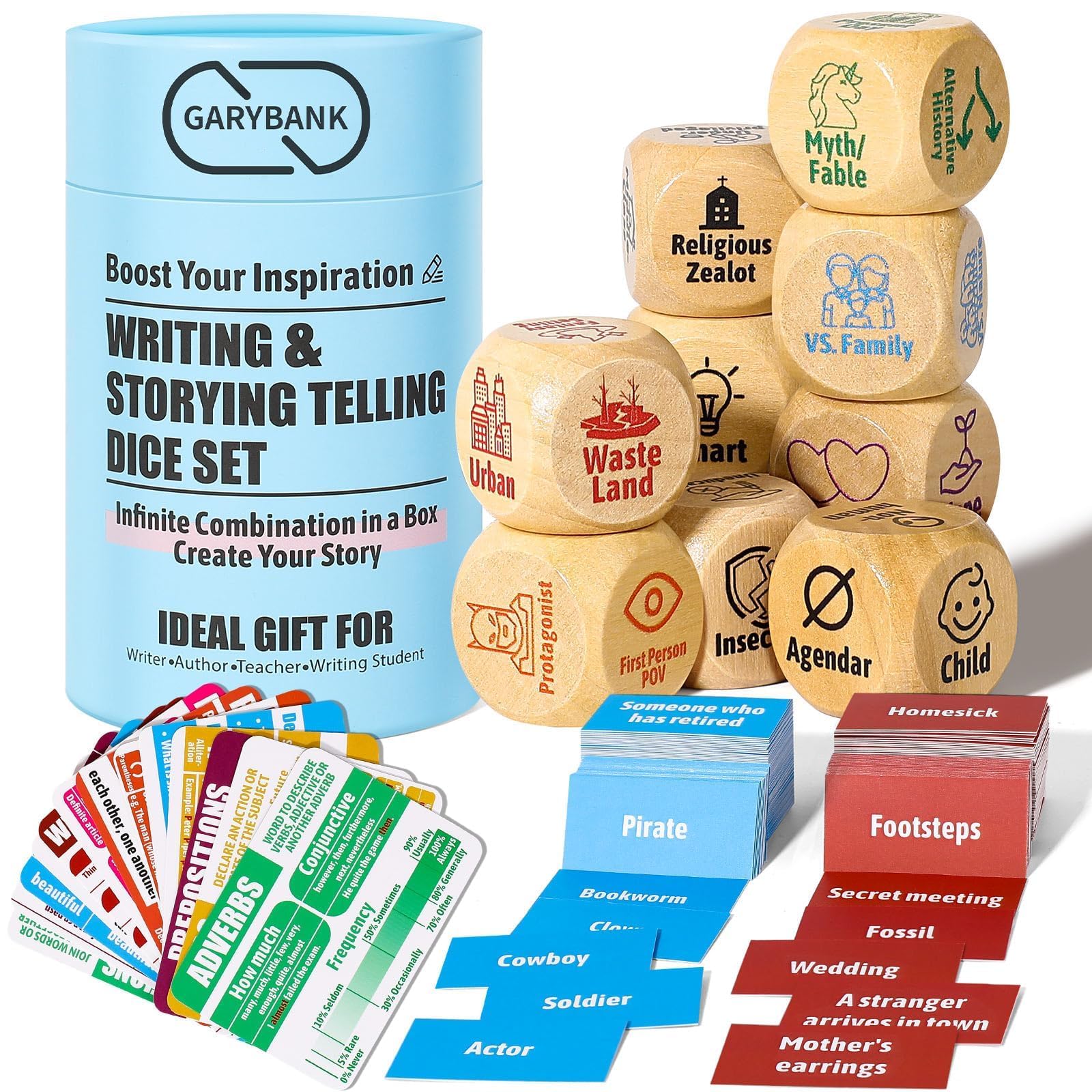 Garybank Inspiration Writing Prompt Dice - W/13 Writing Skill Cards and ...