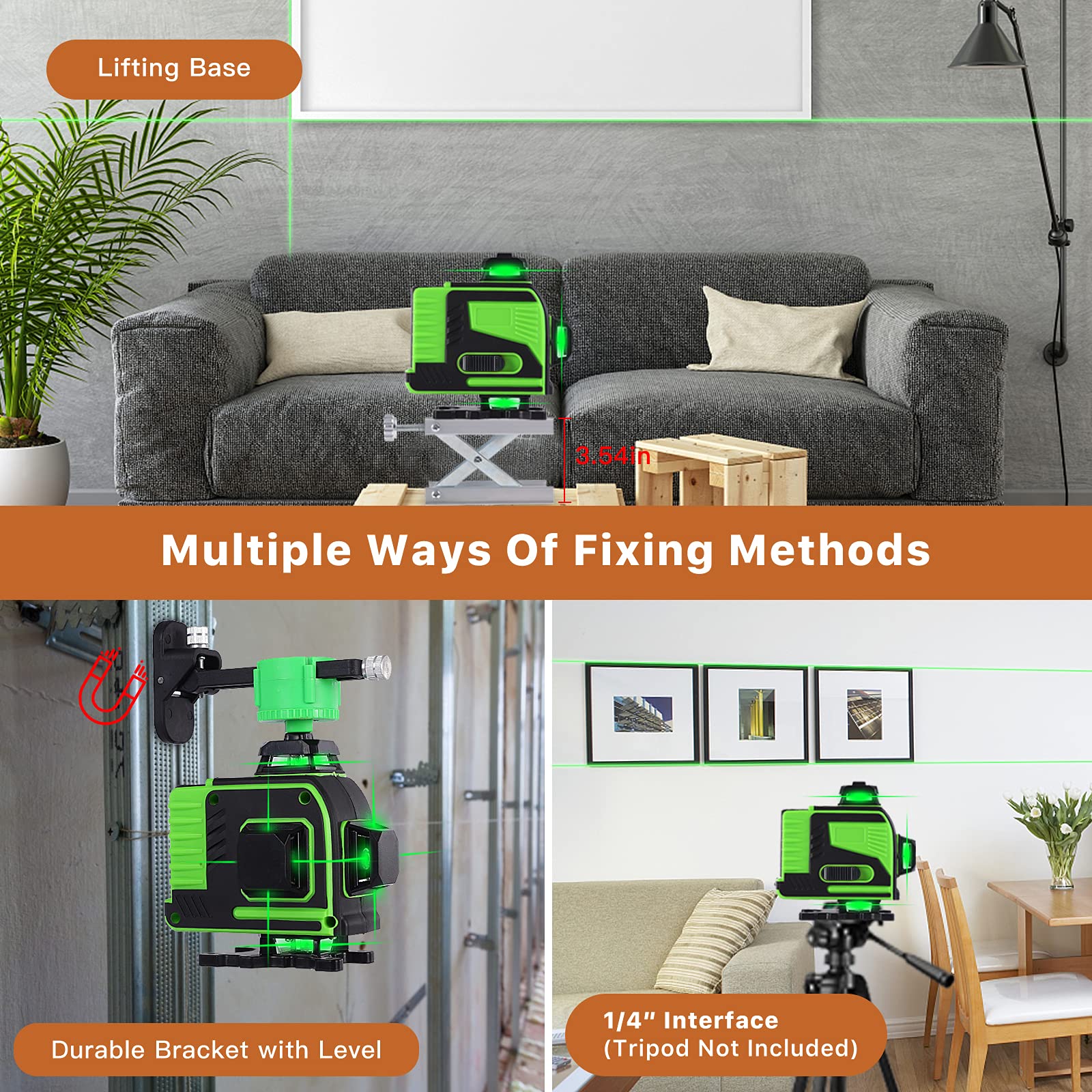 Mua 4D Self-Leveling Laser Level 4x360 Green Beam Cross Line Laser Four ...