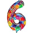 Amazon.com: Number 6 Balloons Rainbow Six Balloon for 6 Year Old ...