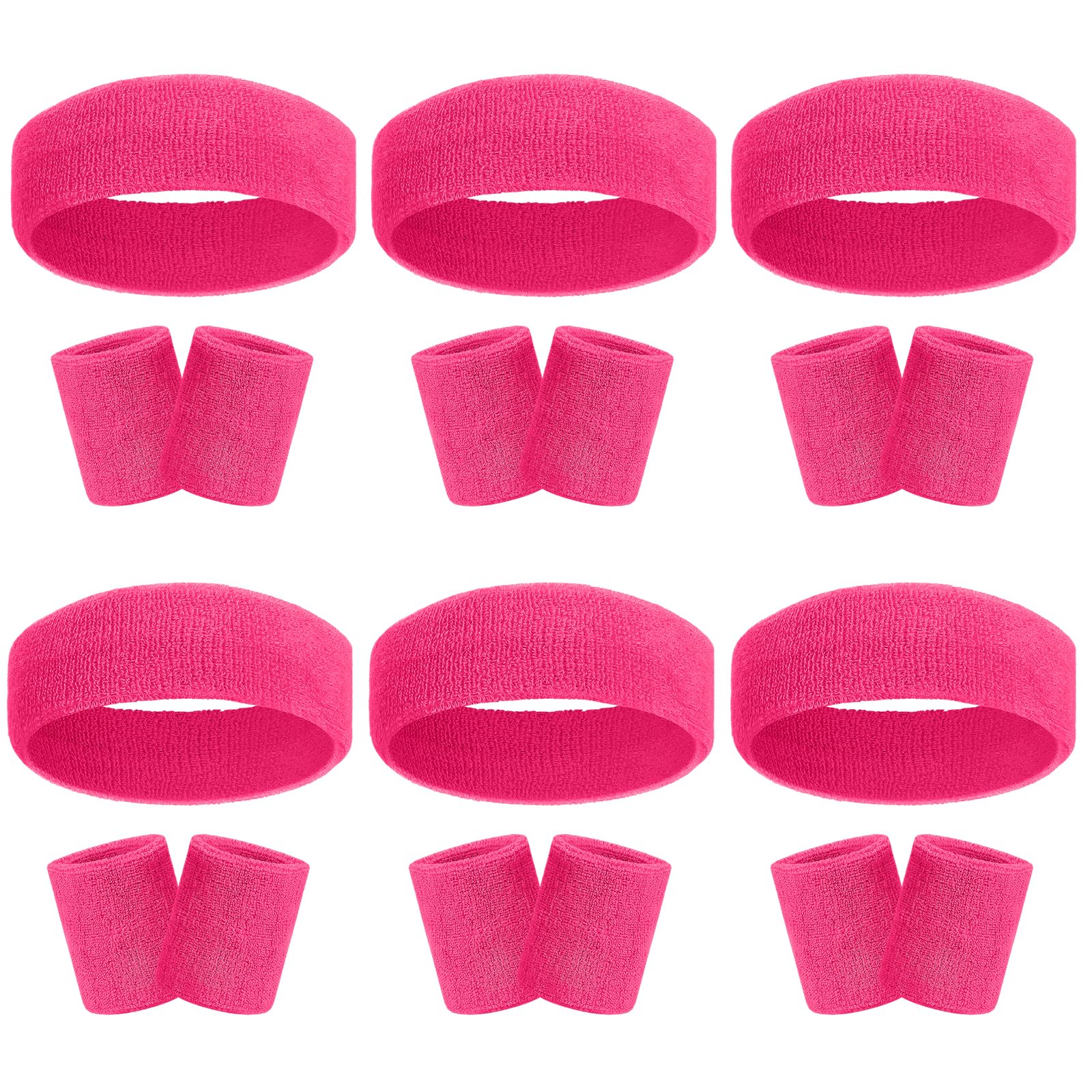 18 Pcs Sweatbands Headband Wristband Set Colorful Striped Terry Cloth ...