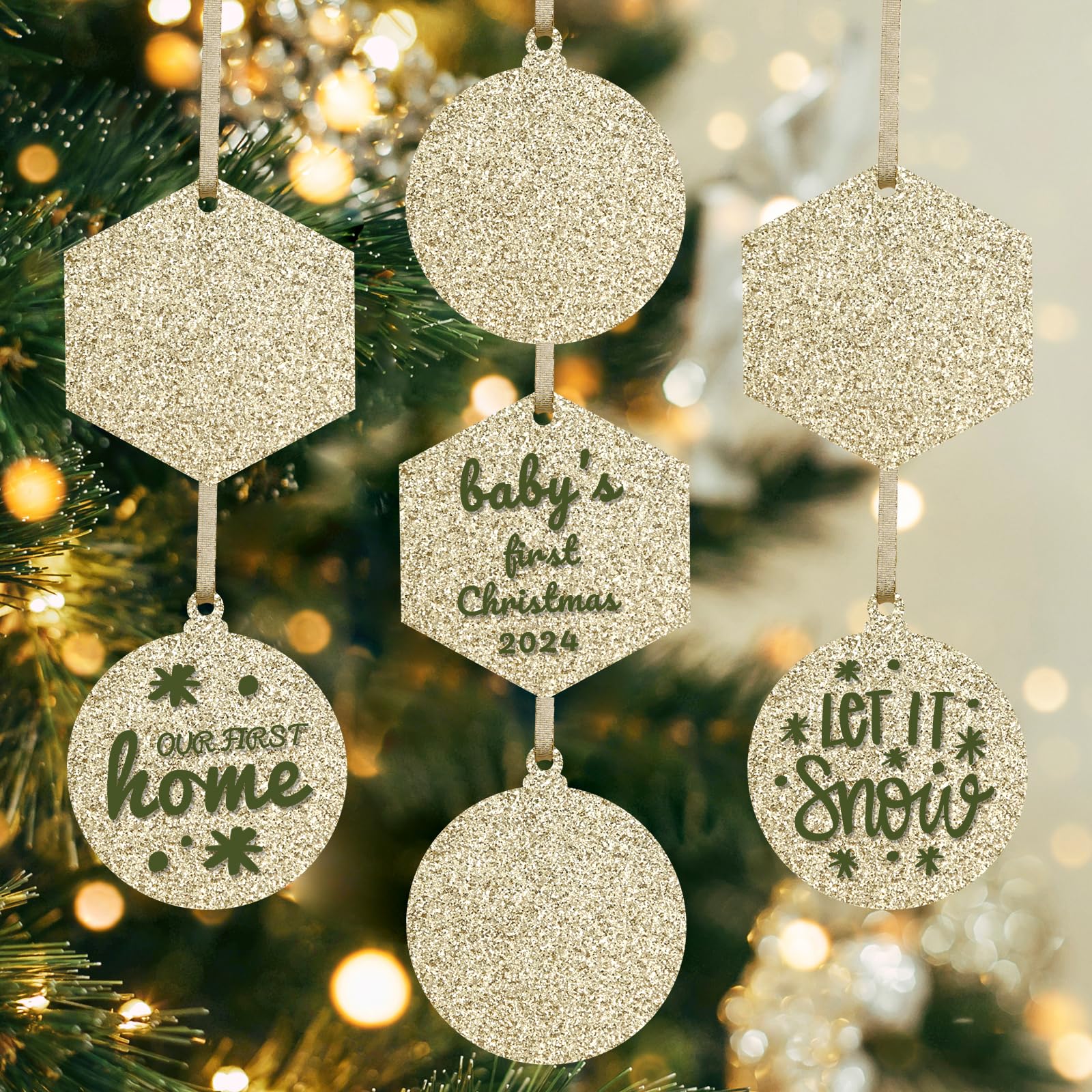 UNIQOOO 2024 Acrylic Ornaments Set of 12, Personalized Blank Christmas ...