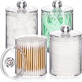 Amazon.com: Tbestmax 12 oz, 10 oz Qtip Holder, 4 Pcs Clear Restroom Bathroom Organizers and ...
