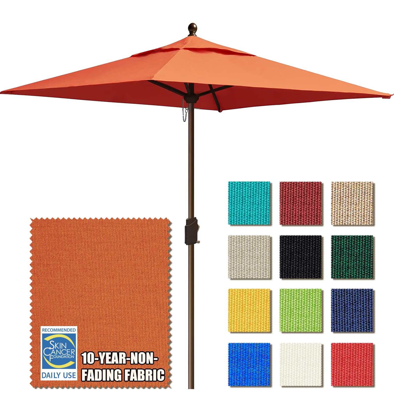 EliteShade USA 10-Year-Non-Fading 5X5Ft Square Market Umbrella Patio ...