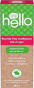 Hello Natural Watermelon Flavour Kids Fluoride Free Toothpaste, Vegan ...