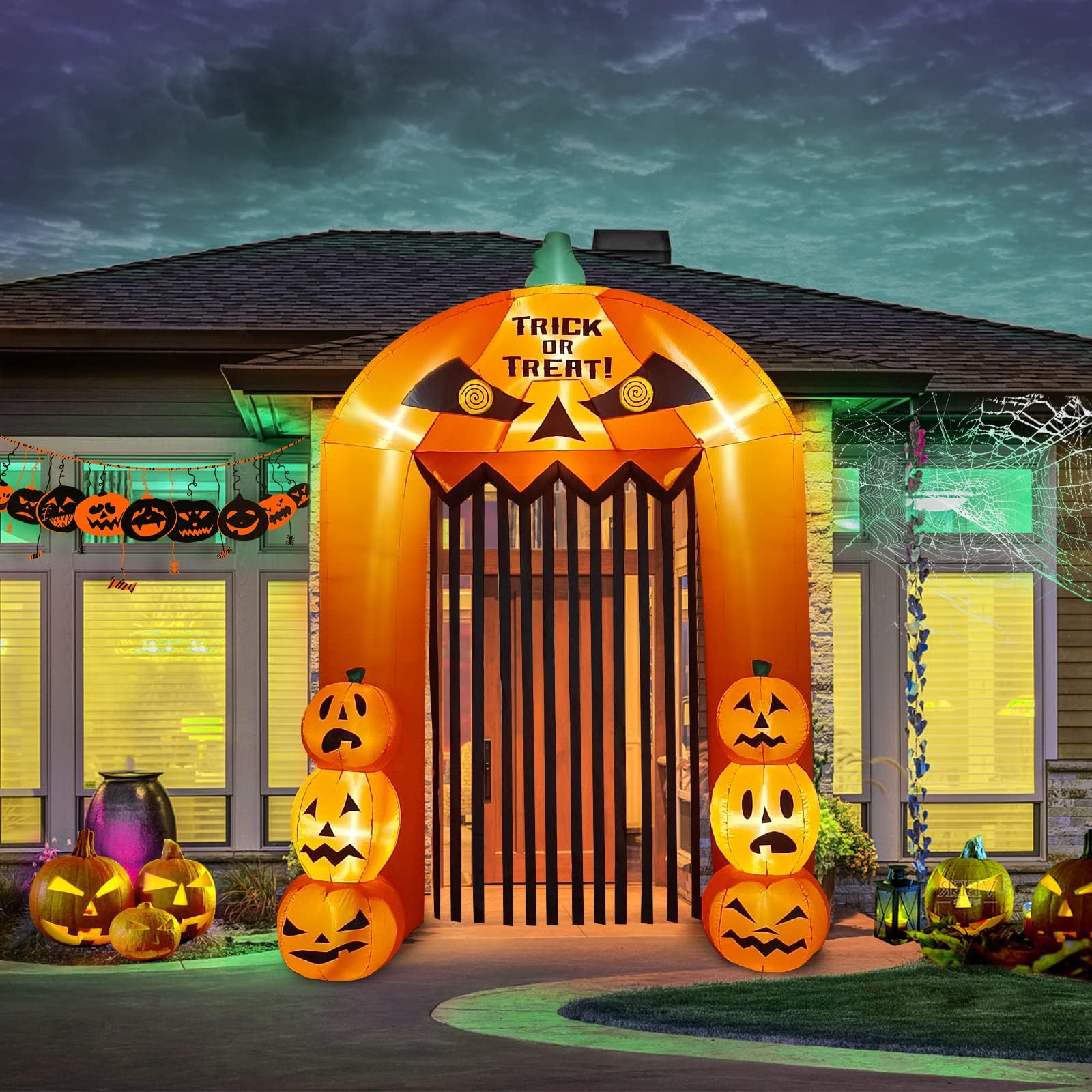 9.5 Feet Halloween Inflatable Pumpkin Arch Kalolary Pumpkin High Gate ...